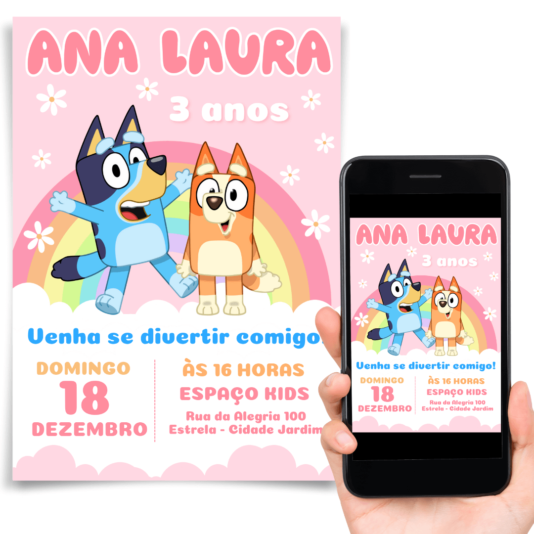 Bluey – Convite Digital Tradicional – Constelar